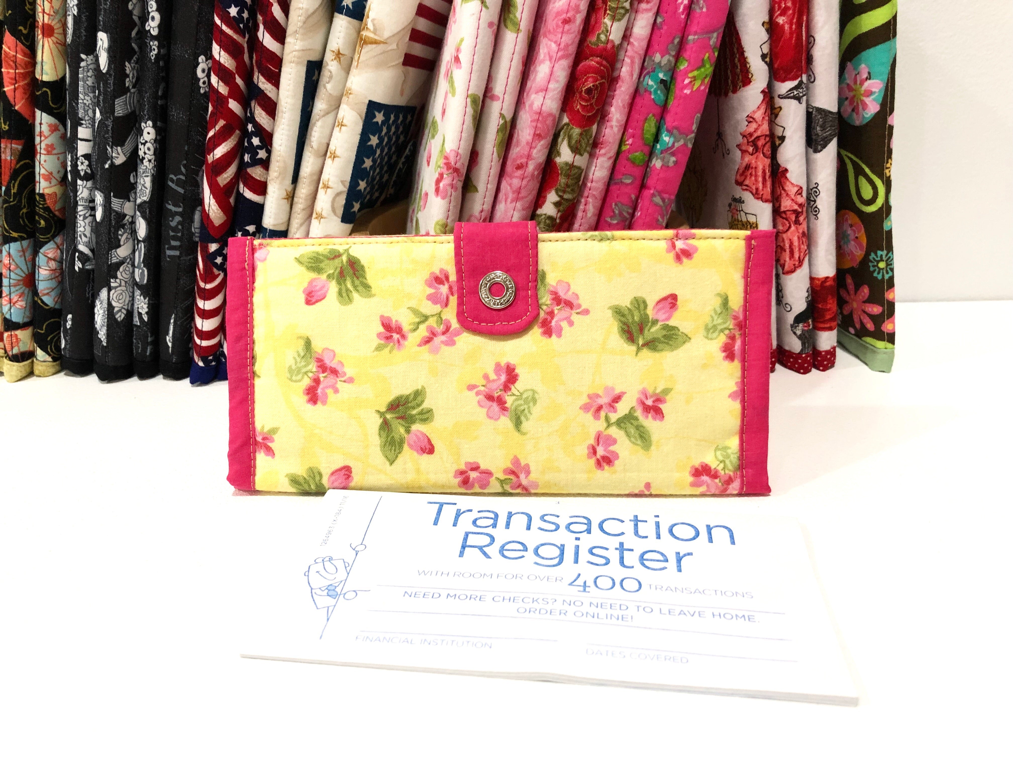 Checkbook Covers - pink flowers on yellow – BL Handmade
